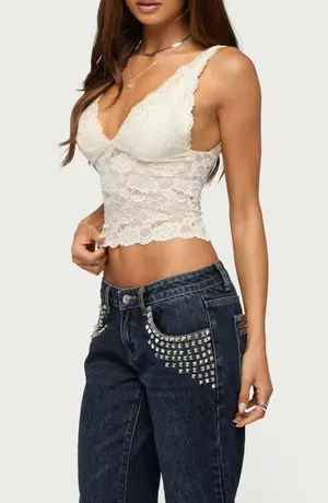 EDIKTED Vanya Lace V-neck Tank