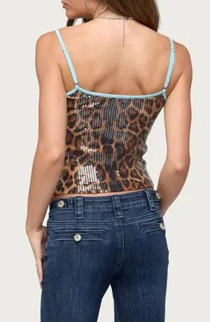 EDIKTED Dimitra Sequin & Print Camisole