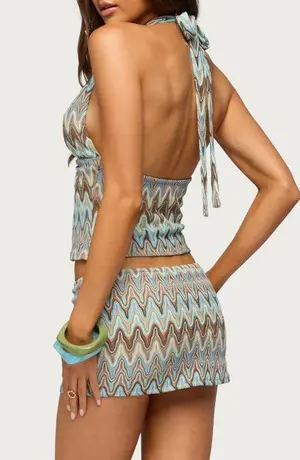 EDIKTED Saha Zigzag Knit Halter Top