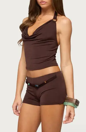 EDIKTED Janya Cowl Neck Halter Top