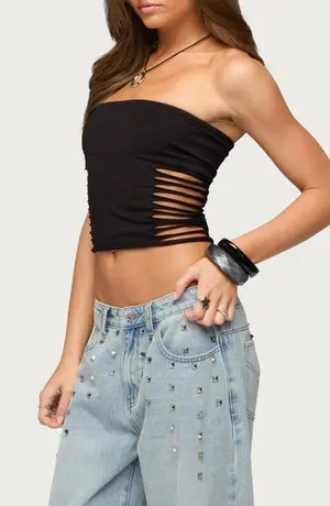 EDIKTED Kelcy Shredded Tube Top