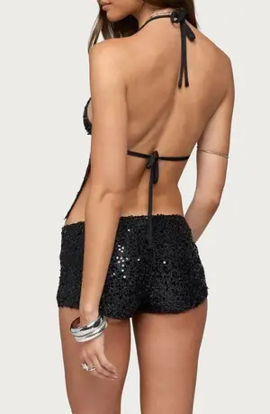 EDIKTED Annael Sequin Halter Top
