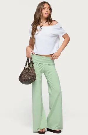 EDIKTED Cammy Wide Leg Foldover Pants