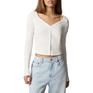 FLORENCE BY MILLS Ribbed Henley Cardigan - Jet Stream