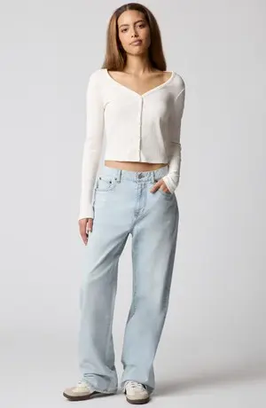 FLORENCE BY MILLS Ribbed Henley Cardigan - Jet Stream