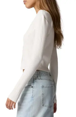 FLORENCE BY MILLS Ribbed Henley Cardigan - Jet Stream
