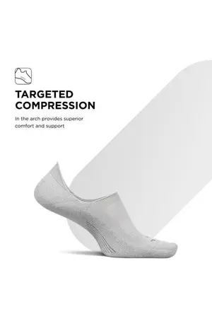 FEETURES Elite Light Cushion Invisible Socks Antislip Sport Sock Liner With Targeted Compression - Light Gray
