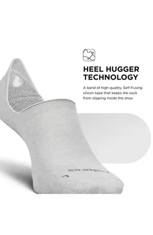 FEETURES Elite Light Cushion Invisible Socks Antislip Sport Sock Liner With Targeted Compression - Light Gray