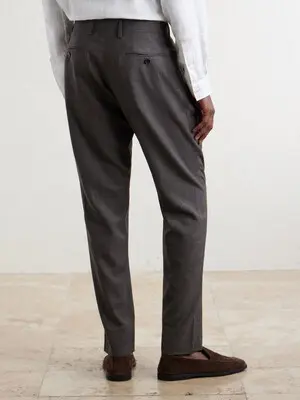 Mr P. Straight-leg Pleated Wool, Silk And Linen-blend Suit Trousers