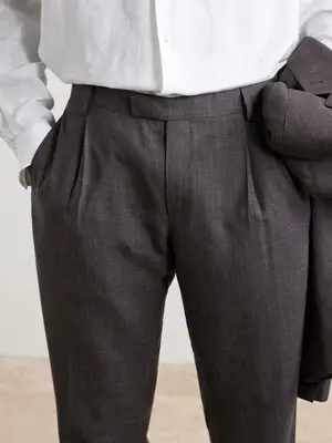 Mr P. Straight-leg Pleated Wool, Silk And Linen-blend Suit Trousers