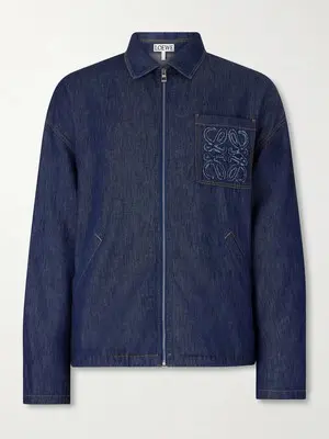 Loewe Anagram-appliqué Cotton Chambray Jacket - Blue