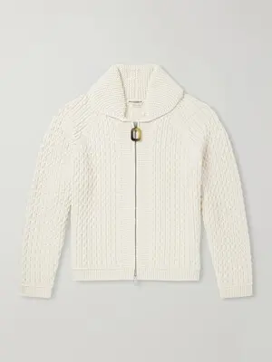 JW Anderson Honeycomb Cable-knit Zip-up Cardigan - Neutrals