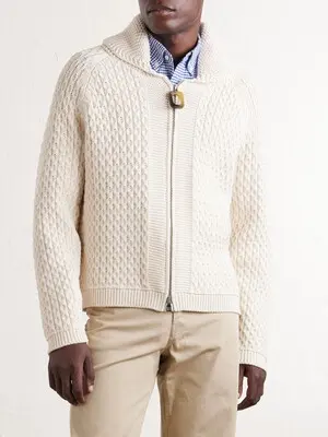JW Anderson Honeycomb Cable-knit Zip-up Cardigan - Neutrals