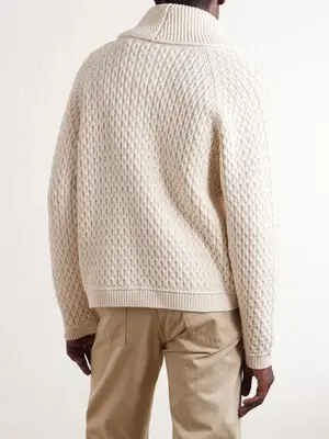 JW Anderson Honeycomb Cable-knit Zip-up Cardigan - Neutrals