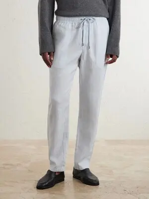 JAMES PERSE Straight-leg Garment-dyed Linen Drawstring Trousers