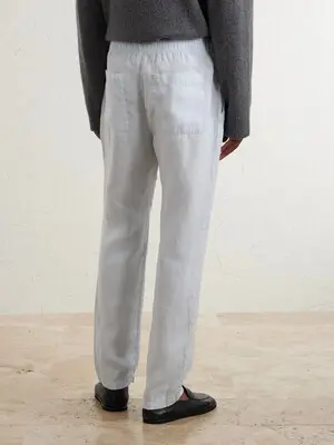 JAMES PERSE Straight-leg Garment-dyed Linen Drawstring Trousers