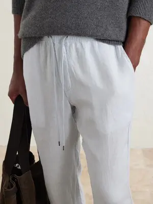JAMES PERSE Straight-leg Garment-dyed Linen Drawstring Trousers