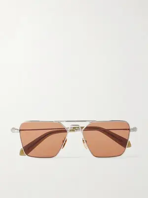 JACQUES MARIE MAGE Square Frame Metal Sunglasses - Silver