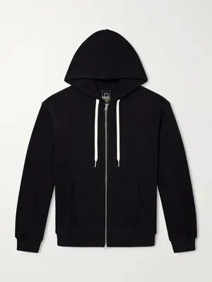 FRIZMWORKS Waffle-knit Cotton Zip-up Hoodie - Black