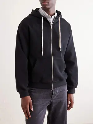 FRIZMWORKS Waffle-knit Cotton Zip-up Hoodie