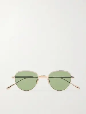 Garrett Leight Wells J Round-frame Titanium Sunglasses - Gold