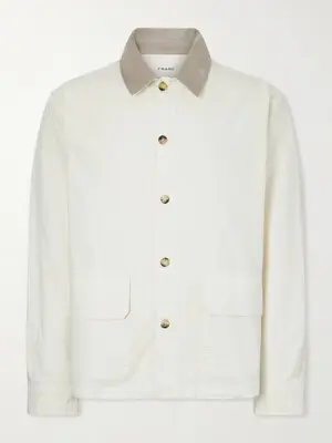 FRAME Suede-trimmed Cotton-blend Jacket - White