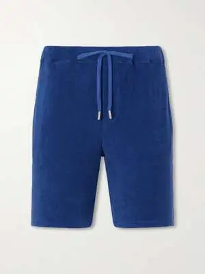 Fedeli Slim-fit Cotton-terry Drawstring Shorts - Navy