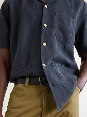 DRAKE'S Camp-collar Linen Shirt