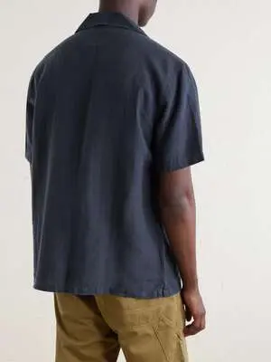 DRAKE'S Camp-collar Linen Shirt