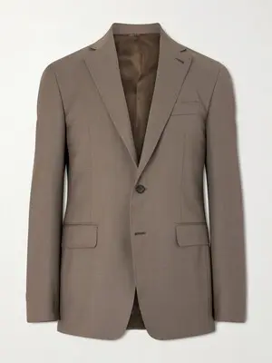 Canali Kei Wool Suit Jacket - Brown
