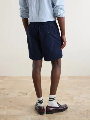 DRAKE'S Straight-leg Cotton Drawstring Shorts - Blue