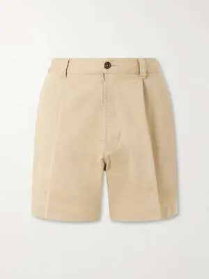 DRAKE'S Straight-leg Pleated Cotton Twill Chino Shorts - Beige