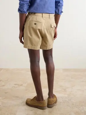 DRAKE'S Pleated Cotton Twill Chino Shorts