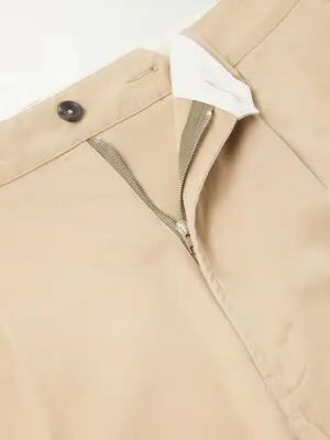 DRAKE'S Pleated Cotton Twill Chino Shorts