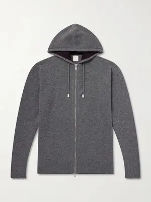 Eleventy Ribbed Cashmere Zip-up Hoodie