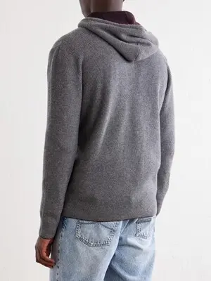 Eleventy Ribbed Cashmere Zip-up Hoodie