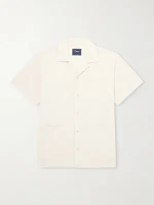 DRAKE'S Camp-collar Linen Shirt - Neutrals