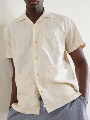DRAKE'S Camp-collar Linen Shirt