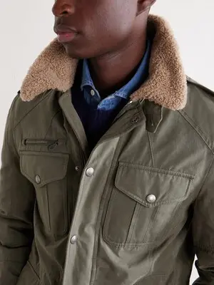 Brunello Cucinelli Shearling-trimmed Padded Canvas Utility Jacket