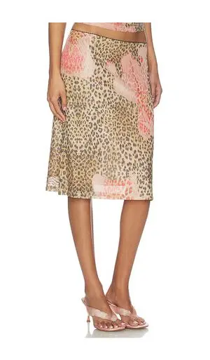 WITH HARPER LU Mesh Midi Skirt