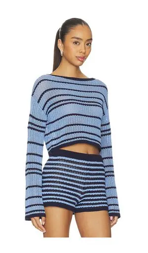 LOVERS AND FRIENDS Muriel Open Stitch Pullover In Blue