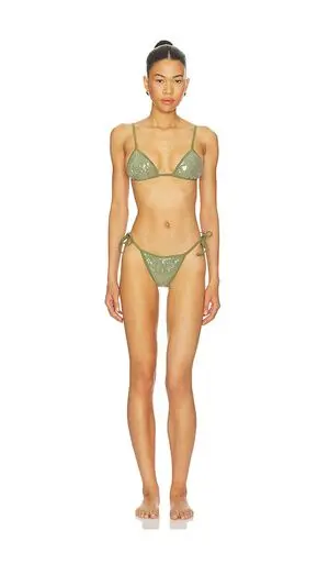 TROPIC OF C Sequin Equator Bikini Top In Green