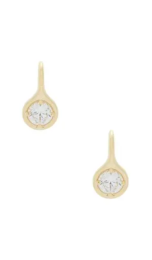 ADINA EDEN Cz Rounded Bezel Fish Hook Huggie Earring In Metallic