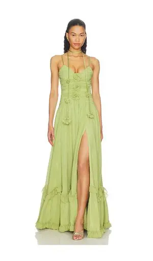V. CHAPMAN Persephone Dress In Sage - Fern