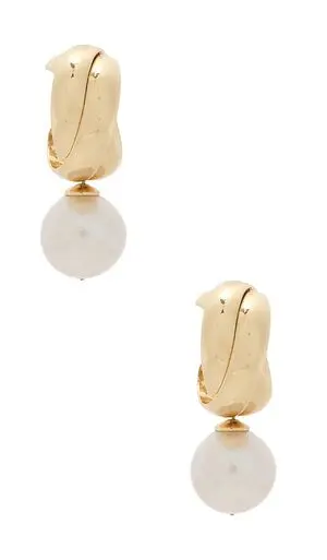 Shashi Ross Pearl Earring In Metallic ,white