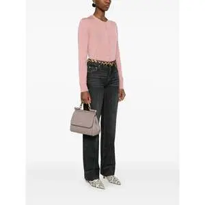 Dolce & Gabbana Calfskin Top Handle Bag With Push-lock Fastening - Cream