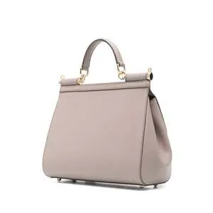 Dolce & Gabbana Calfskin Top Handle Bag With Push-lock Fastening - Cream