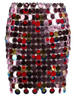 Rabanne Mini Skirt Size Polyester, Steel - Pink