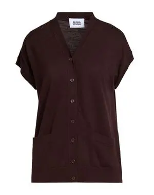 Alpha Studio Cardigan Dark Size Wool - Brown