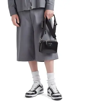 Prada Downtown Leather Sneakers - White/black